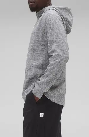 Reigning Champ Solotex® Mesh Tiebreak Quarter Zip Performance Hoodie - Heather Grey