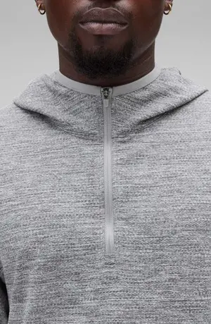 Reigning Champ Solotex® Mesh Tiebreak Quarter Zip Performance Hoodie - Heather Grey
