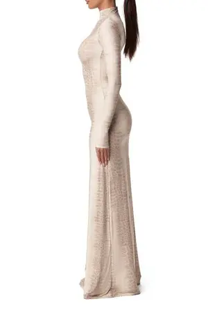 Naked Wardrobe Crocodile Print Funnel Neck Maxi Dress