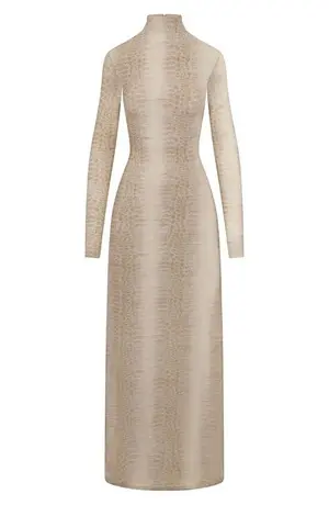 Naked Wardrobe Crocodile Print Funnel Neck Maxi Dress