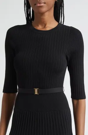 Veronica Beard Elthea Rib Knit Midi Dress