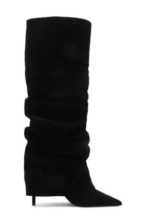 Schutz Mikki Up Cloak Pointed Toe Knee High Boots - Black