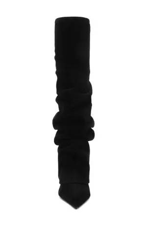 Schutz Mikki Up Cloak Pointed Toe Knee High Boots - Black