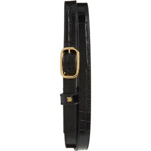 Amiri Croc Embossed Leather Belt - Black Gold
