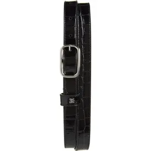 Amiri Croc Embossed Leather Belt - Black Nickel