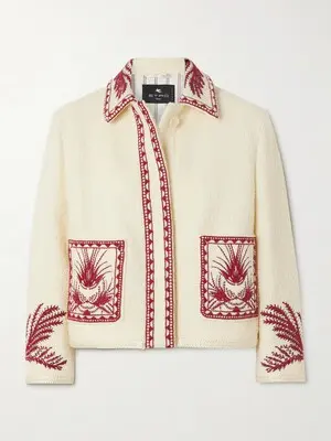 Etro Embroidered Wool-bouclé Jacket - Cream