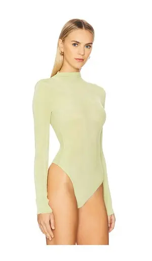 SEROYA Lilia Long Sleeve Mock Neck Bodysuit - Green