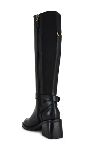 NORA LOZZA Palermo Knee High Boots With Gold Tone Buckle