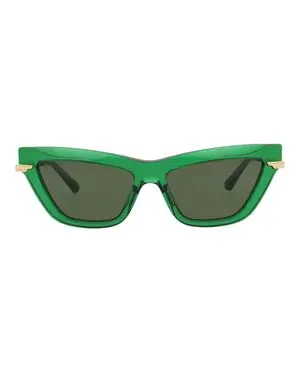 Bottega Veneta Cat Eye Frame Recycled Acetate Sunglasses - Green Gold Green (bv1241s/30014294/003)
