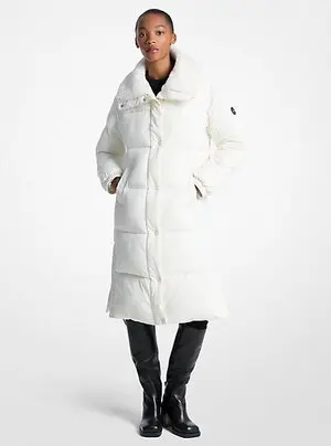 Michael Kors Faux Fur-trim Quilted Puffer Jacket - Natural