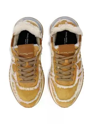 Philippe Model Shearling Trim Running Sneakers - Brown
