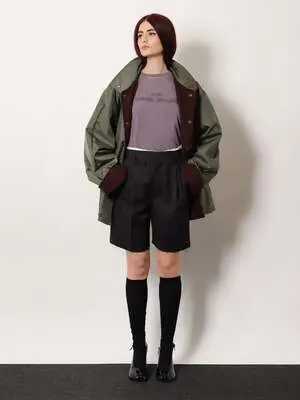 MAISON MARGIELA Striped Virgin Wool Shorts - Black