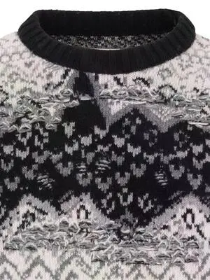LANEUS Fairisle Pattern Crew Neck Sweater