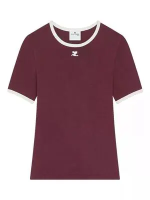 COURREGES Contrast-trim Cotton T-shirt