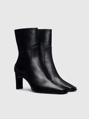 REFORMATION Claudette Leather Ankle Boots - Black