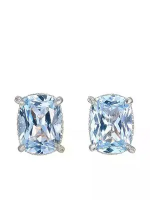ANABELA CHAN Aqua Cushion Wing Stud Earrings - Silver