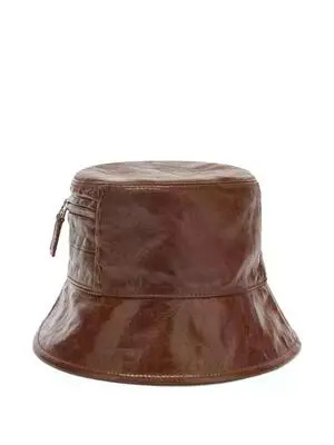 Ermanno Scervino Zip-pocket Leather Bucket Hat - Brown