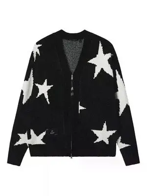 FIVE CM Star-pattern Zip-front Cardigan