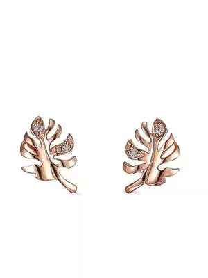 ANABELA CHAN 18k Gold Palm Diamond Earrings - Pink
