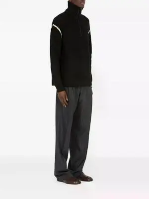 MAISON MARGIELA Half-zip Elbow Patch Knit Sweater - Black