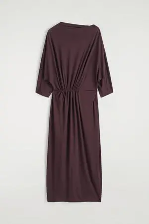 Cos Gathered-waist Draped Midi Dress - Red