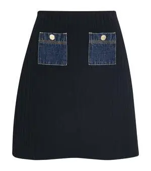 Sandro Knitted Mini Skirt - Blue