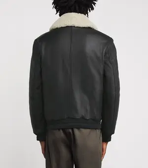 Moose Knuckles Shearling-trim Leather Bomber Jacket