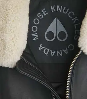 Moose Knuckles Shearling-trim Leather Bomber Jacket