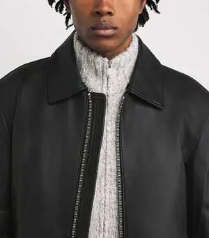 Moose Knuckles Shearling-trim Leather Bomber Jacket