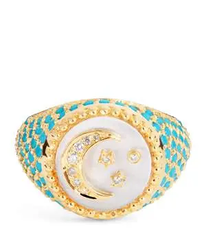 L'ATELIER NAWBAR Yellow Diamond, And Turquoise Moonlight Ring - Gold
