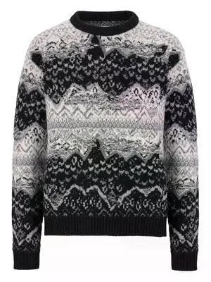 LANEUS Fairisle-pattern Crew-neck Sweater - Black