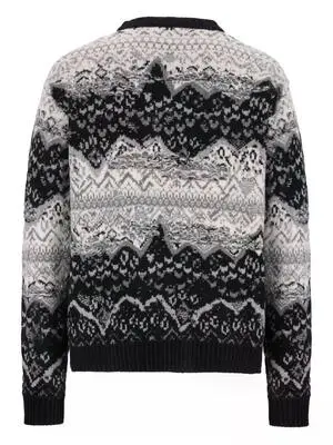 LANEUS Fairisle-pattern Crew-neck Sweater - Black