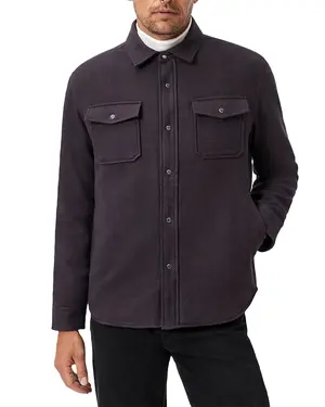 John Varvatos Jameson Herringbone Snap Button Long Sleeve Shirt - Merlot