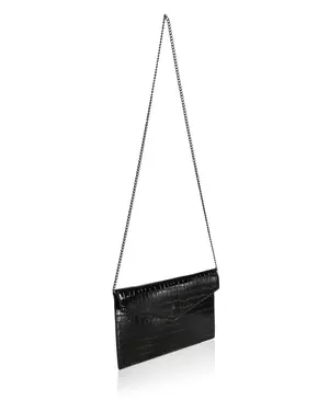 Aqua Envelope Clutch With Chain Strap