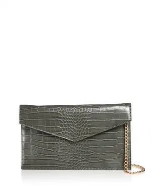 Aqua Envelope Clutch With Chain Strap - Grey