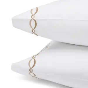 MATOUK Brando Embroidered Percale Pillowcase, Standard, Set Of 2 Exclusive - Dune