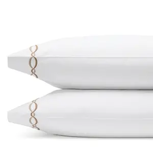 MATOUK Brando Embroidered Percale Pillowcase, King, Set Of 2 Exclusive - Dune