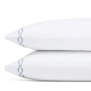 MATOUK Brando Embroidered Percale Pillowcase, King, Set Of 2 Exclusive - Hazy Pool