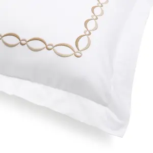 MATOUK Brando Embroidered Percale Sham, King Exclusive - Dune
