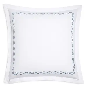 MATOUK Brando Embroidered Percale Sham, Euro Exclusive - Hazy Pool
