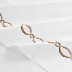 MATOUK Brando Embroidered Percale Sheet Set, Queen Exclusive - Dune