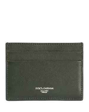 Dolce & Gabbana Braided Leather Cardholder - Dark Green/black