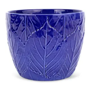 VIETRI Viva Garden Embossed Leaves Cachepot - Blue