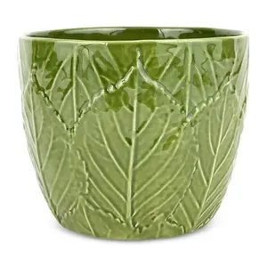 VIETRI Viva Garden Embossed Leaves Cachepot - Green