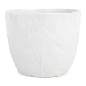 VIETRI Viva Garden Embossed Leaves Cachepot - White