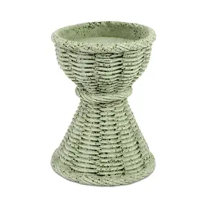 VIETRI Casa Gray Short Candle Stick - Green