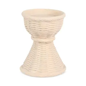 VIETRI Casa Gray Short Candle Stick - White