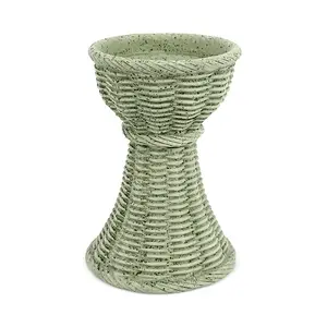 VIETRI Casa Gray Medium Candle Stick - Green