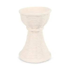 VIETRI Casa Gray Medium Candle Stick - White