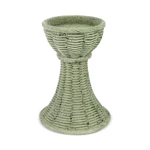 VIETRI Casa Gray Large Candle Stick - Green
